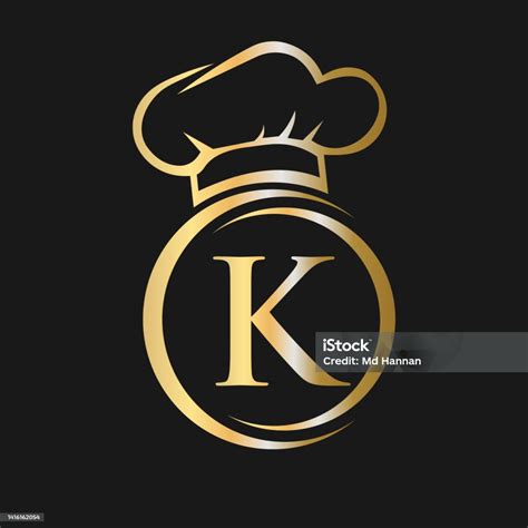 초기 편지 K 레스토랑 로고 템플릿 레스토랑 로고 컨셉과 셰프 모자 심볼 벡터 사인 고급 요리에 대한 스톡 벡터 아트 및 기타 이미지 고급 요리 그릇 디자인 Istock