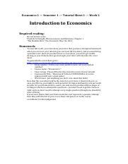 Econ Tutorial Sheet 1 W2 Pdf Economics 1 Semester 1 Tutorial Sheet 1 Week 2 Introduction To