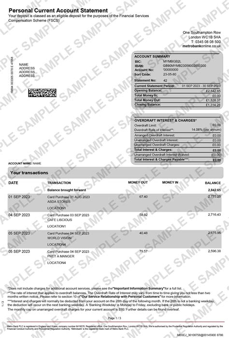 Metro Bank Statement Template Fake Bank Statements