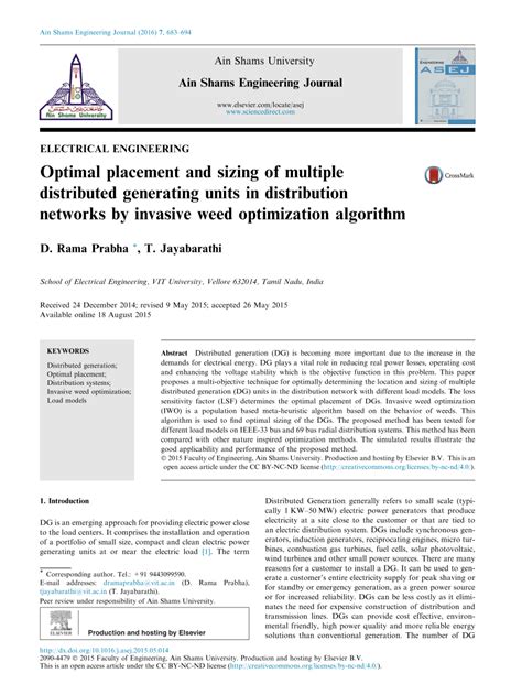 Pdf Optimal Placement And Sizing Of Multiple Distributed Generating