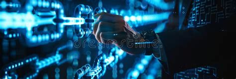 A Businessman Using Blockchain Technology To Ensure The Integrity And