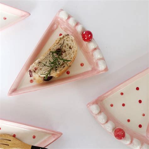 히마일 귀엽고 특이한 피스케이크 접시 조각케이크 접시 홈카페 빈티지 레트로 위시버킷