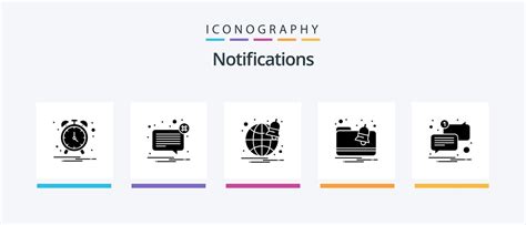 Notifications Glyph 5 Icon Pack Including Unread Mail Browser Chat Folder Creative Icons