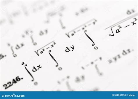 Advanced Mathematical Integrals And Formulas Highlighting Calculus
