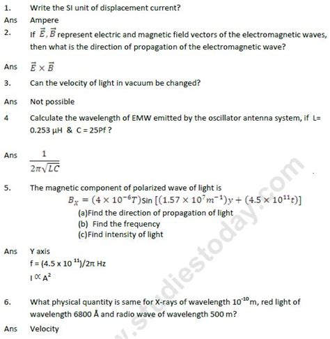 Cbse Class 12 Physics Electromagnetic Waves Notes Set B