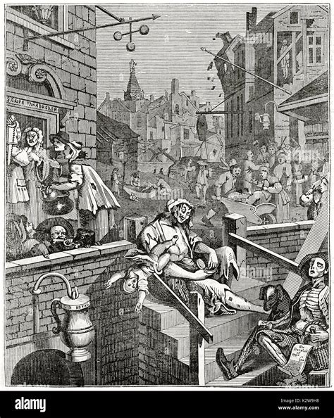 Gravure Gravée Gin Lane William Hogarth Banque De Photographies Et Dimages à Haute Résolution