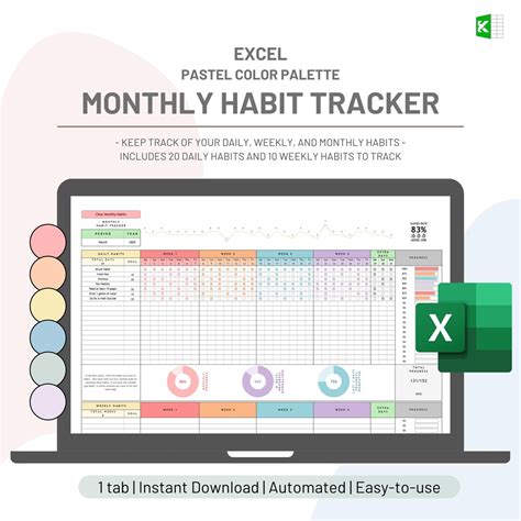 Habit Tracker Excel Template For Daily Habit Monitoring Success