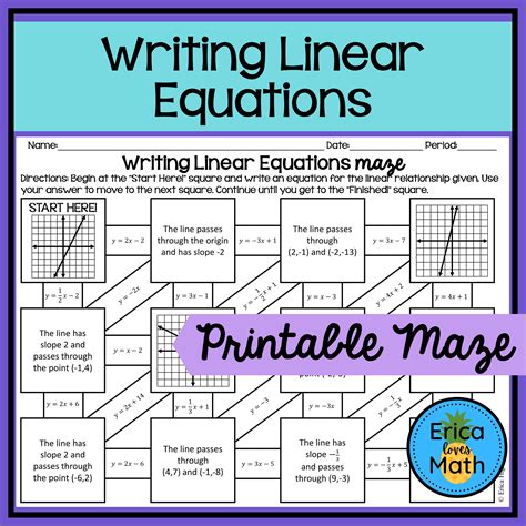 Writing Linear Equations Worksheets