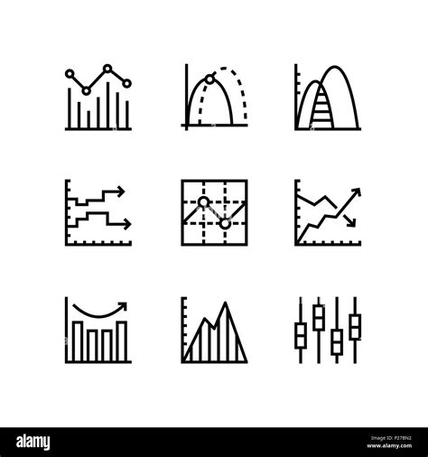 Data Analysis Chart Diagram Vector Simple Icons For Web And Mobile Design Pack 3 Stock Vector