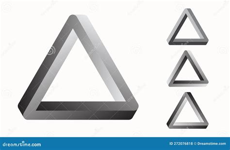 Set Of Four Impossible Triangles Penrose Triangle Geometric 3d Object Optical Illusion