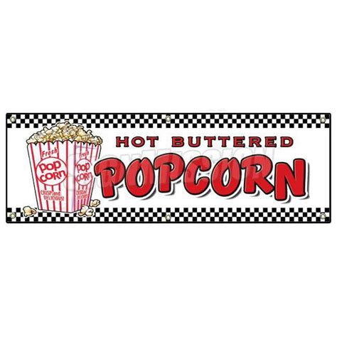 24 X 72 In Banner Sign Popcorn Stand Cart Concession Signs Kettle