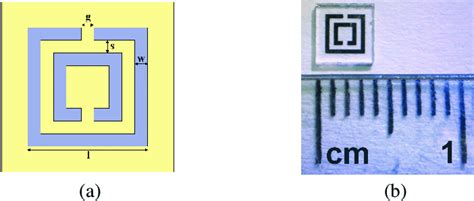 srr unit cell a schematic view b a picture of fabricated srr