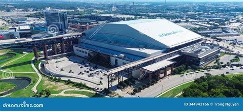 Panorama Aerial View Globe Life Field Retractable Roof Stadium Along