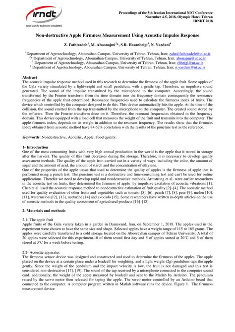 Pdf Non Destructive Apple Firmness Measurement Using Acoustic Impulse Response