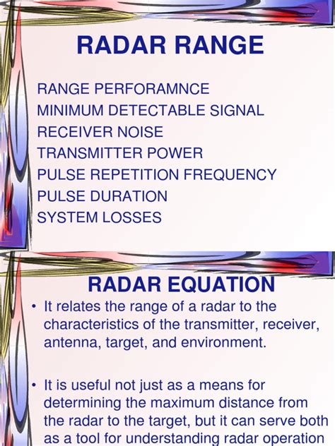 Unit 7 Radar Equation Pdf Bandwidth Signal Processing Antenna
