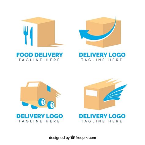 배달 로고 템플릿 컬렉션 프리미엄 벡터