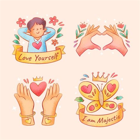 Premium Vector Hand Drawn Self Love Stickers Collection