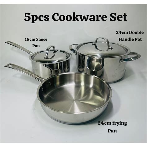 Eagleware Stainless Steel 5pcs Cookware Set Shopee Malaysia