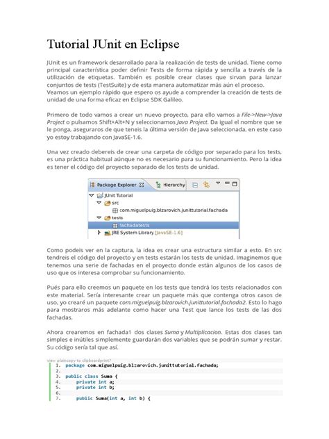Tutorial Junit En Eclipse Pdf Eclipse Software Java Lenguaje