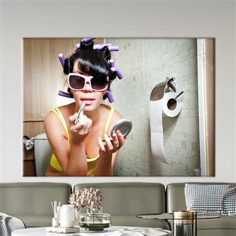 Woman Sitting On Toilet Woman Toilet Canvas Art Fashion Girl Poster