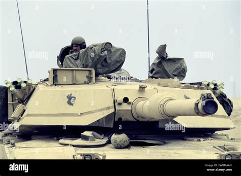 First Gulf War 23rd March 1991 A Us Army Soldier On His M1a1 Abrams