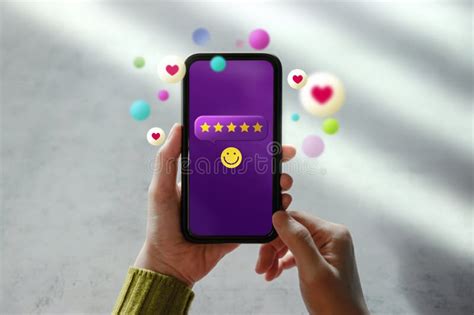 Customer Experiences Concept Happy Client Using Smartphone To Giving Five Stars Review Rating