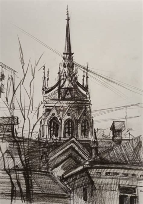 Картина «Римско католический Кафедральный собор в Москве Бумага Другое 2023 г