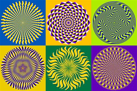 다른 원형 줄무늬 패턴의 벡터 세트입니다 움직이는 착시 현상이 있는 다채로운 원 배경 디자인을 위한 템플릿입니다 0명에 대한 스톡 벡터 아트 및 기타 이미지 Istock