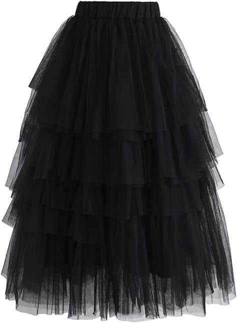 Chicwish Womens Nude Pinkblack Tiered Layered Mesh Ballet Prom Party