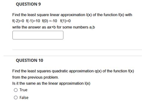 solved find the least square linear approximation i x
