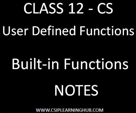 User Defined Functions In Python Class 12 Important Notes Cs Ip