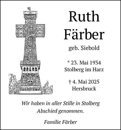 Traueranzeigen Von Ruth Färber Trauer Op Online De