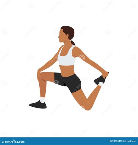 Woman Doing Kneeling Quad Stretch Exercise Stock Vector Illustration