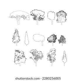 Set Trees Line Art Vector Icons Stock Vector Royalty Free 2280256005 Shutterstock