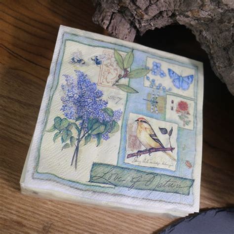 Paper Napkins Decor Vintage Blue Floral Decoupage Vicedeal