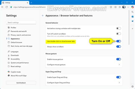 Enable Or Disable Double Click To Close Tabs In Microsoft Edge Windows Forum