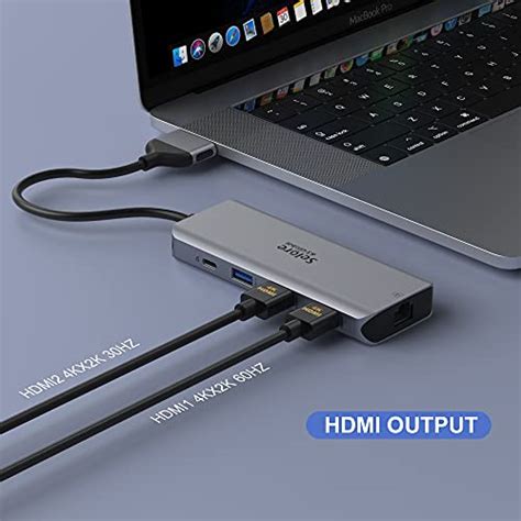 MacBook Pro Docking Station Dual Monitor USB C Hub In With K HDMI W Power Delivery