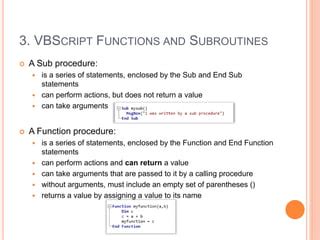 Basic Vbscript For Qtp PPT