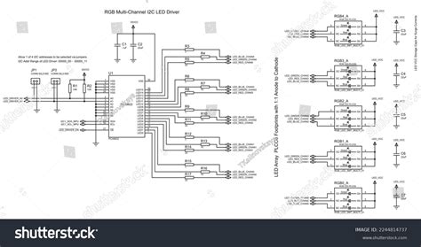 Rgb Multi Channel I2c Led Driverschematic Diagram Stock Vector Royalty Free 2244814737