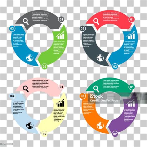 차트 인포 그래픽 비즈니스 템플릿 아이콘 파이 원 다이어그램 시각화 벡터 일러스트 레이 션 세트 개념에 대한 스톡 벡터 아트 및