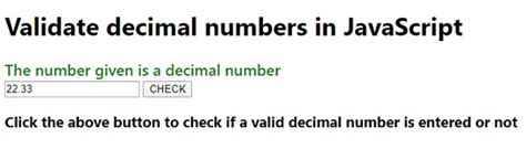 How Can We Validate Decimal Numbers In Javascript