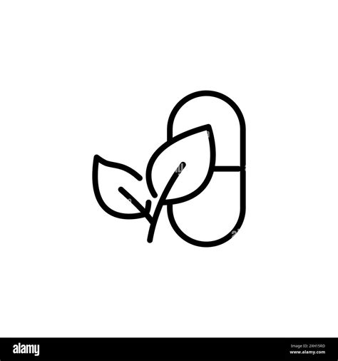 Organic Pills Herbs Pill Capsule Simple Thin Line Icon Vector Illustration Stock Vector Image