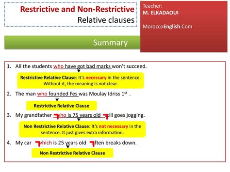 Restrictive And Non Restrictive Relative Clauses Ppt Download