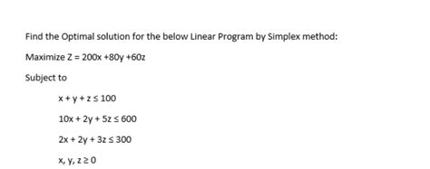 Solved Find The Optimal Solution For The Below Linear Chegg