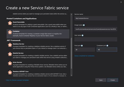 azure의 service fabric에서 windows 컨테이너 애플리케이션 만들기 azure service fabric