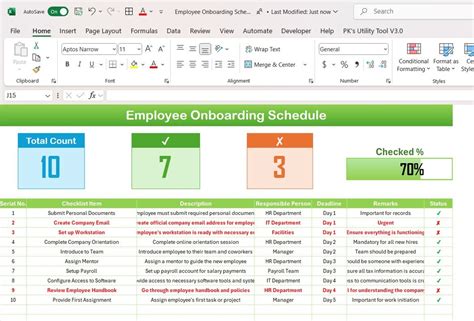 Employee Onboarding Schedule Checklist In Excel Pk An Excel Expert