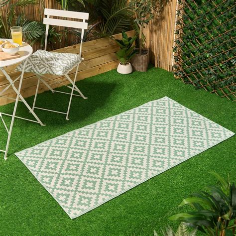 Ohs Large Geometric Waterproof Outdoor Garden Patio Floor Mat Rug