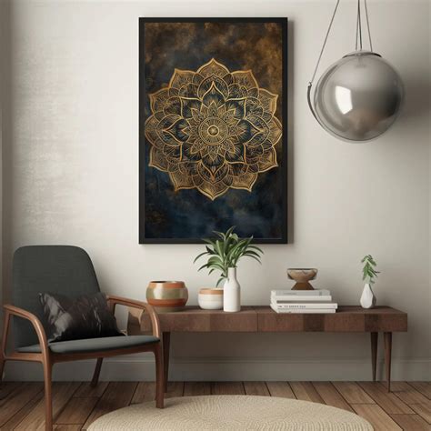 Gold Mandala Canvas Art Extra Large Yoga Decor Ready To Hang Etsy