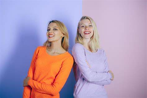 Sensual Women With Red Lips Lesbian Couple Kiss Lips Stock Image
