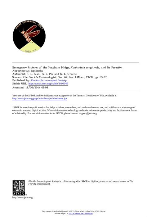 Pdf Emergence Pattern Of The Sorghum Midge Contarinia Sorghicola And Its Parasite